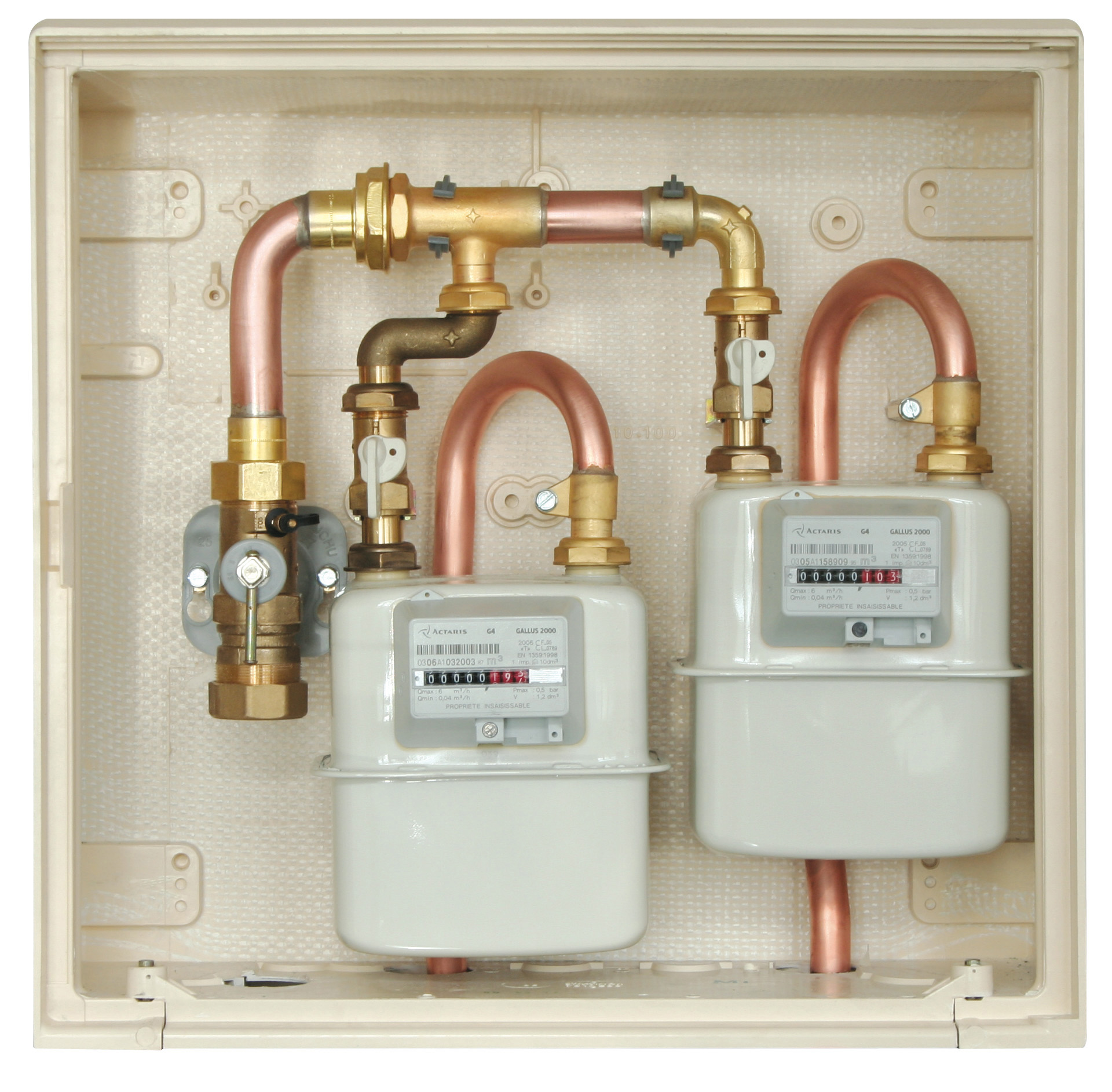 Coffret S300 coupure double comptage RESEAU BASSE PRESSION robinet 1/4 ...